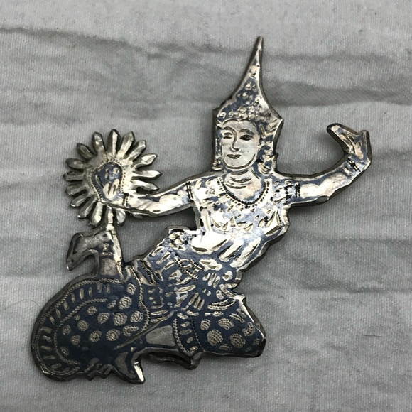 Jewelry | Vintage Sterling Siam Thai Nakon Niello Hindu Goddess Pin ...